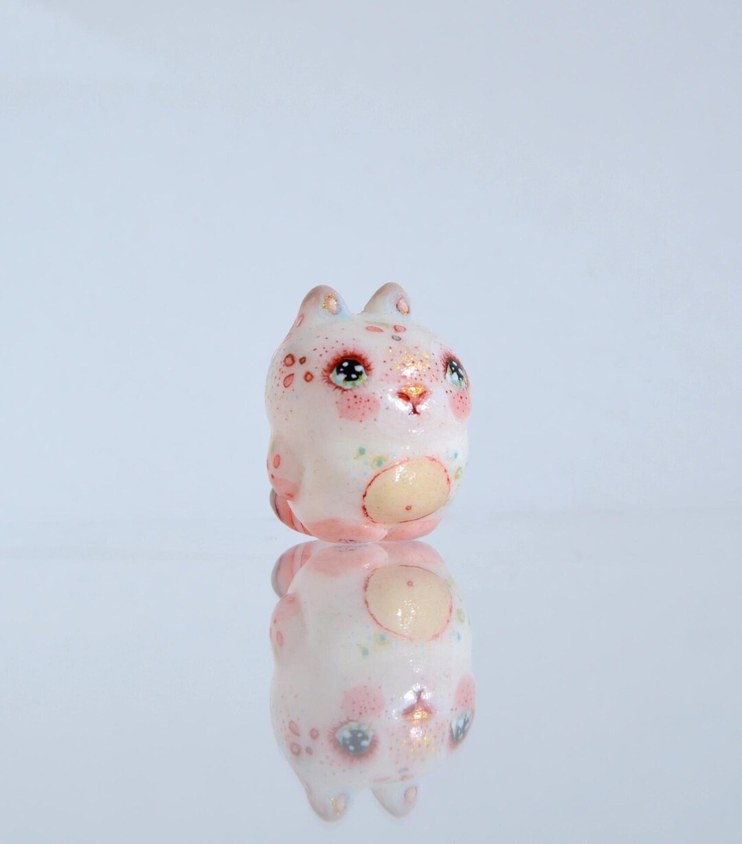 Cat Kitten Miniature Clay Figure Sitting Waiting for Food, Cat Lovers ...