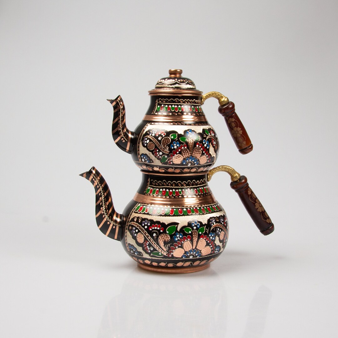 Turkish Tea Pot, Floral Pattern Copper Tea Kettle, Solid Copper Tea Pot ...