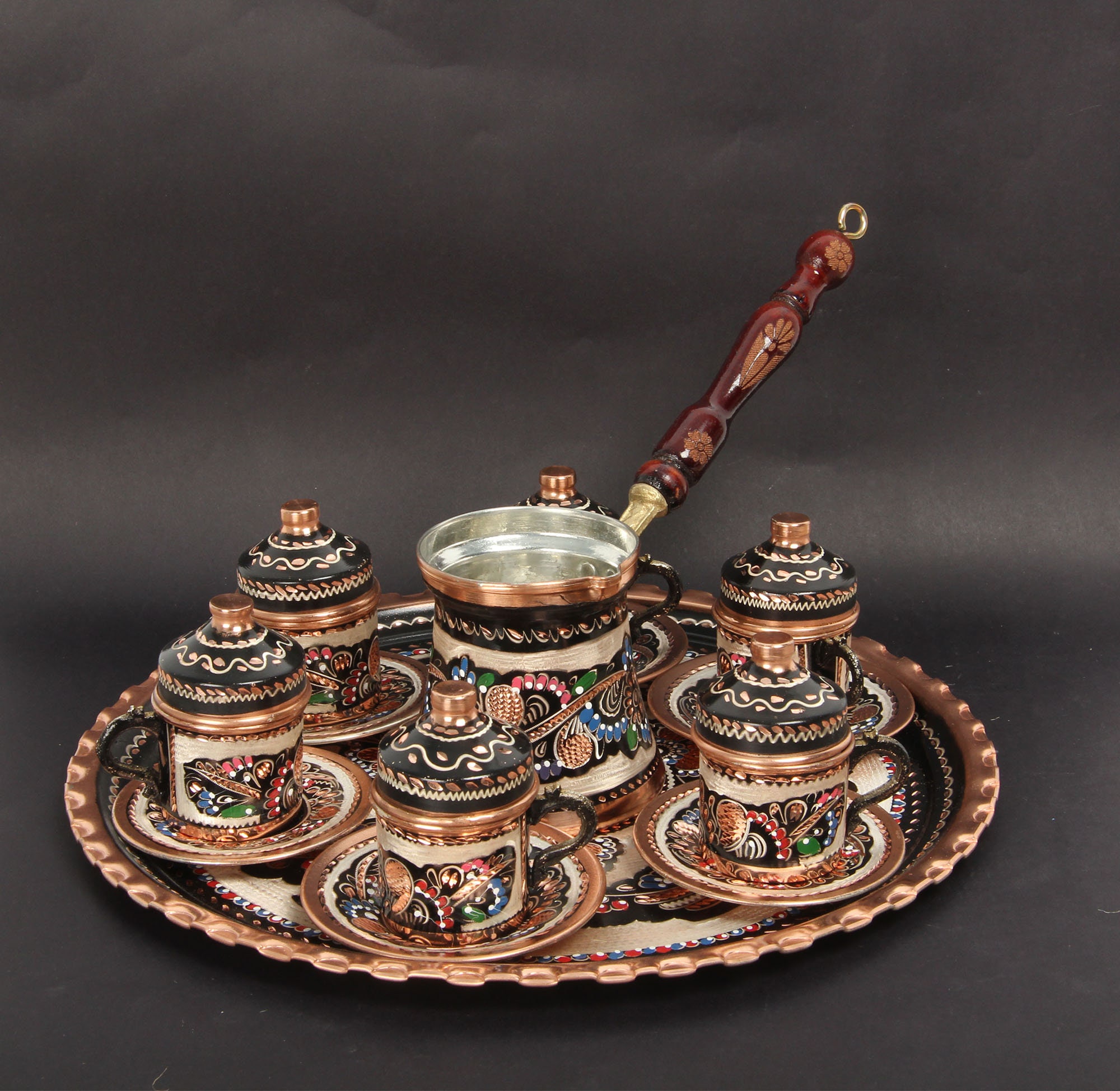 Turkish Copper Coffee Set 6 Person Coffee Set Copper Cup - Etsy
