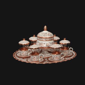 Turkish Copper Tea Set White Copper Serving Tray Copper Tea - Etsy