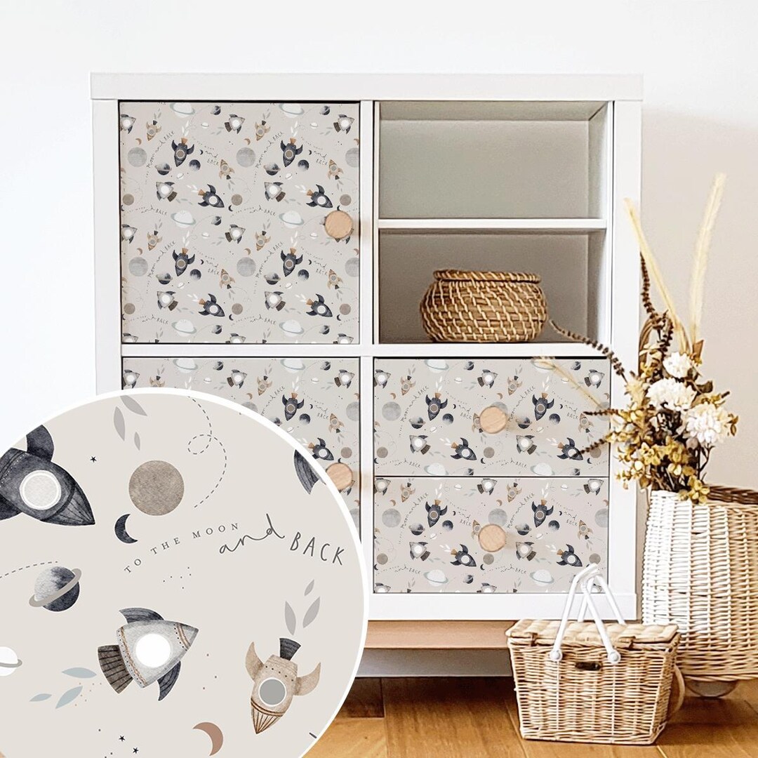 IKEA KALLAX Furniture Wrap - Moon Voyage (ecru) IKEA Shelf Decal ...