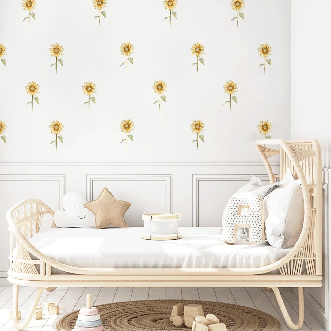 Sunflower Wall Decal, Sunflower Nursery Wall Stickers, Flowers Wall ...