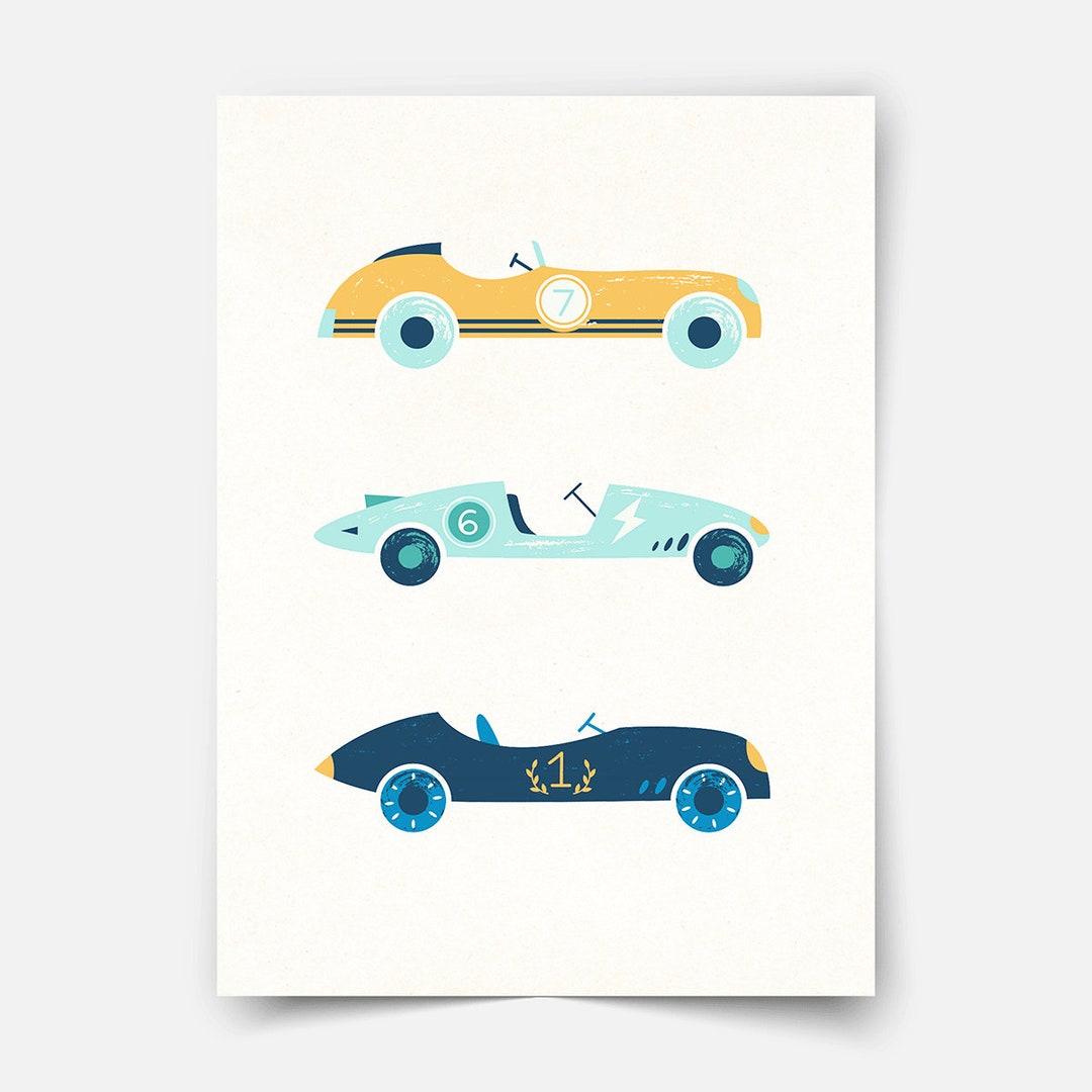 Classic Race Cars Trio Fine Art Print - Etsy