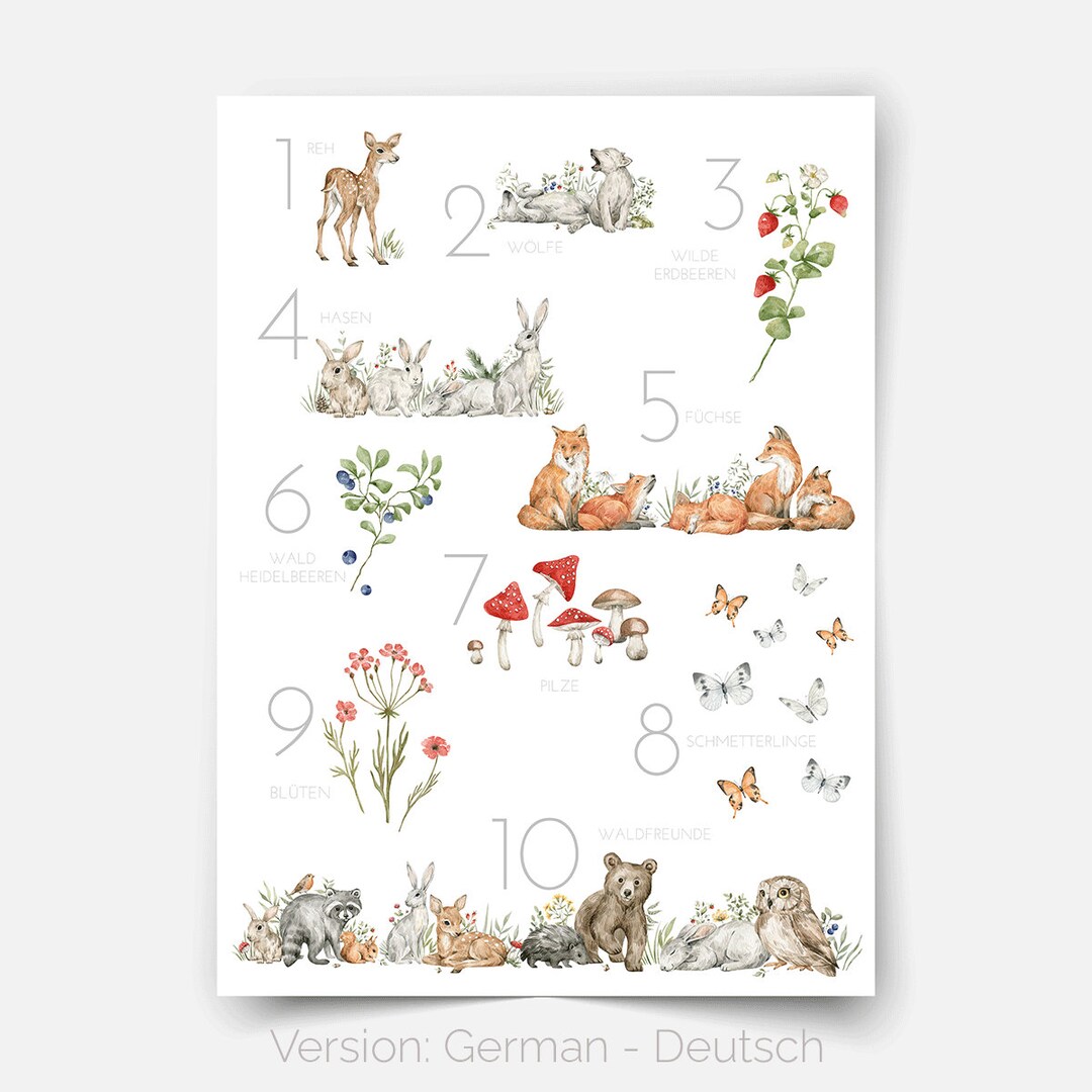 Woodland Print - Magical Forest - Numbers - Etsy