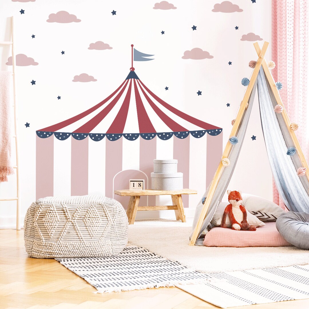 Circus Mural, Wall Stickers Circus, Vintage Circus Wall Tattoo, Circus ...