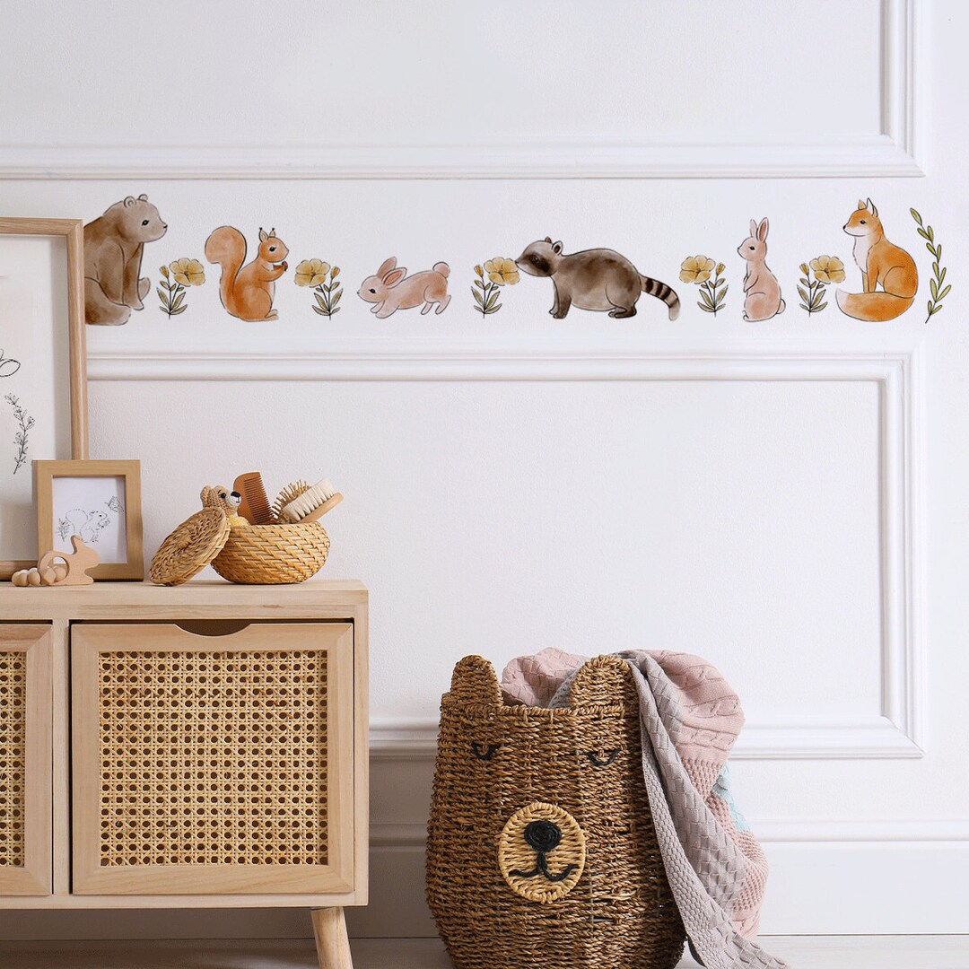 Hand-drawn Forest Animals Stickers, Set of 13 Wall Stickers, Forest ...