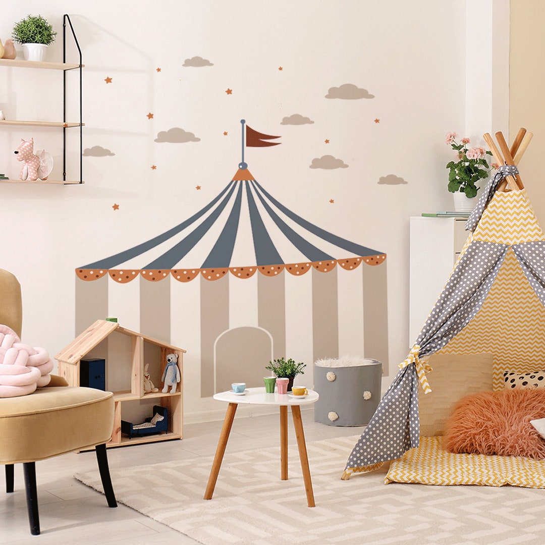 Circus Wall Stickers - Up, up and Away (mustard) - Nursery Wall Decals ...