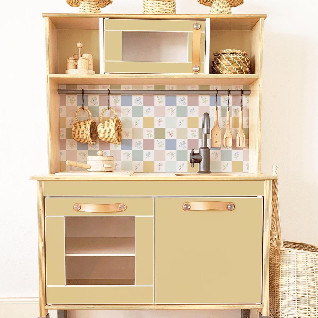 Sticker Set for IKEA DUKTIG Play Kitchen - Checkered & Floral Tiles ...