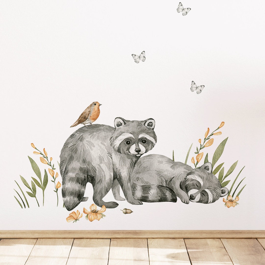 Woodland Wall Stickers Magical Forest Raccoons - Etsy
