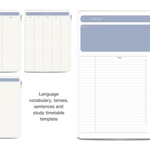 15 Tabs Digital Notebook Template in Blue Beige 2 Vers White and Yellow ...