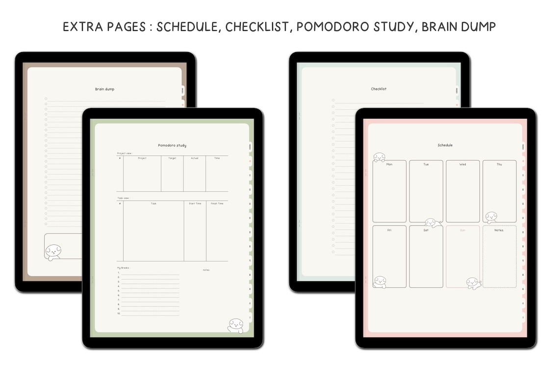 11 Tab 5 Colors Digital Notebook Minimalist Cute Character - Etsy