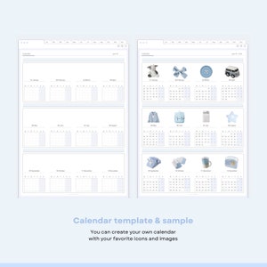 Undated Digital Planner Light Skyblue Aesthetic Web Themed Portrait Monthly Weekly Daily Study ...