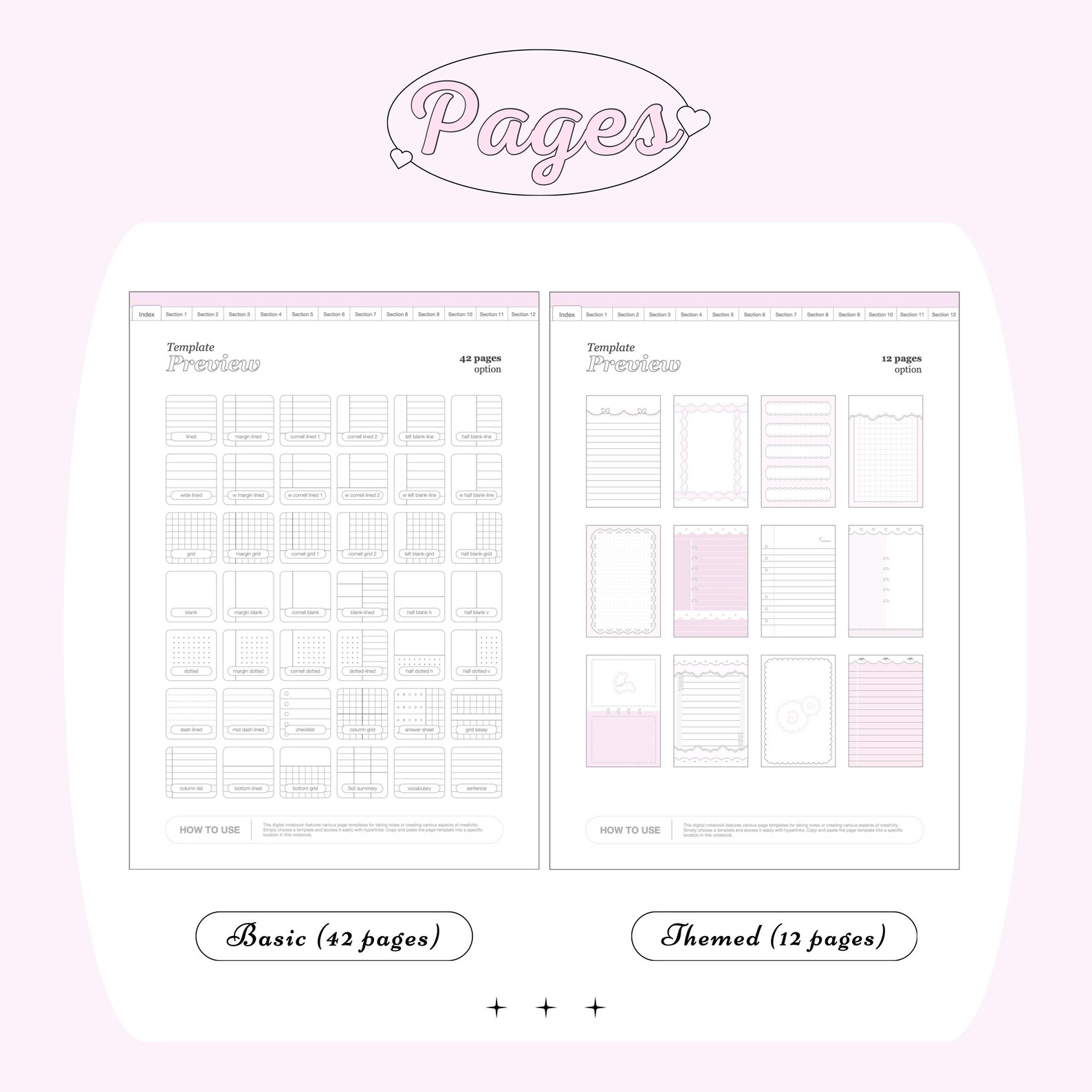 12 Tabs Digital Notebook Pink Coquette Bunny Cute Themes Portrait ...