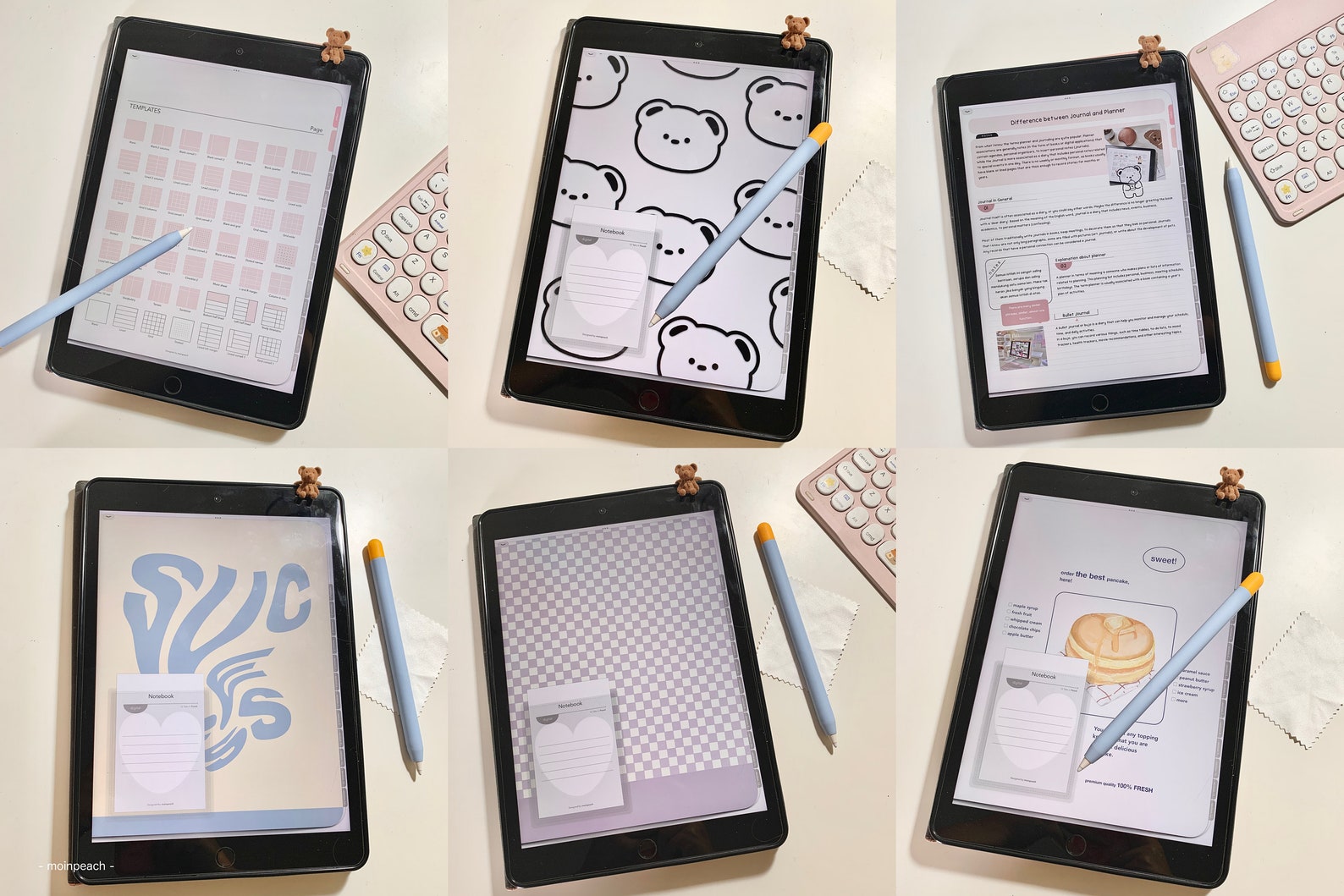 12 Tabs Digital Notebook Template in Peach Beige Page Cute - Etsy