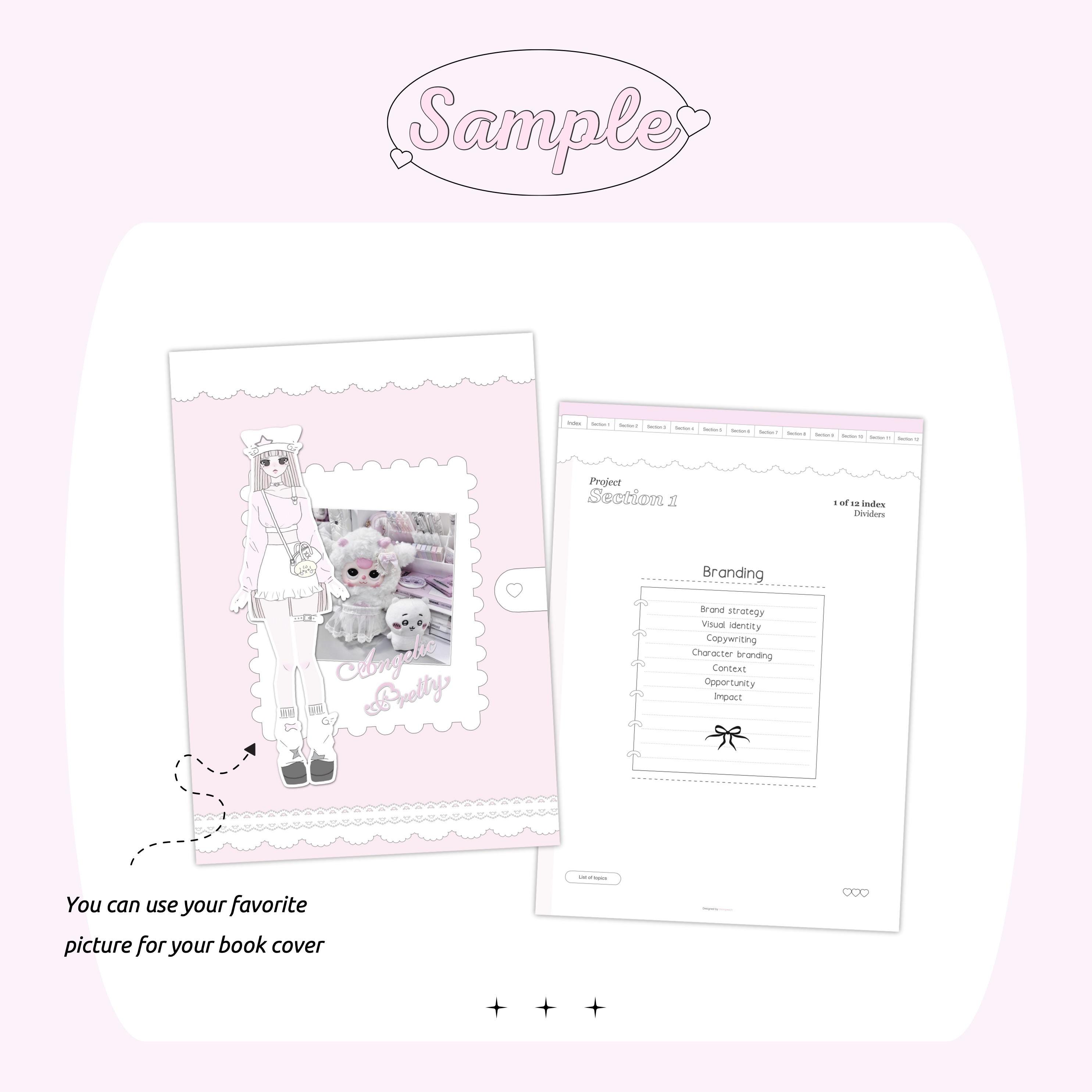 12 Tabs Digital Notebook Pink Coquette Bunny Cute Themes Portrait ...
