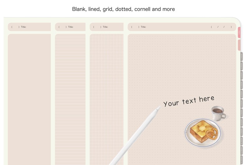 12 Tabs Digital Notebook Template in Peach Beige Page Cute - Etsy