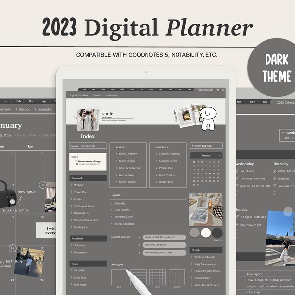 Undated Digital Planner Portrait - Etsy