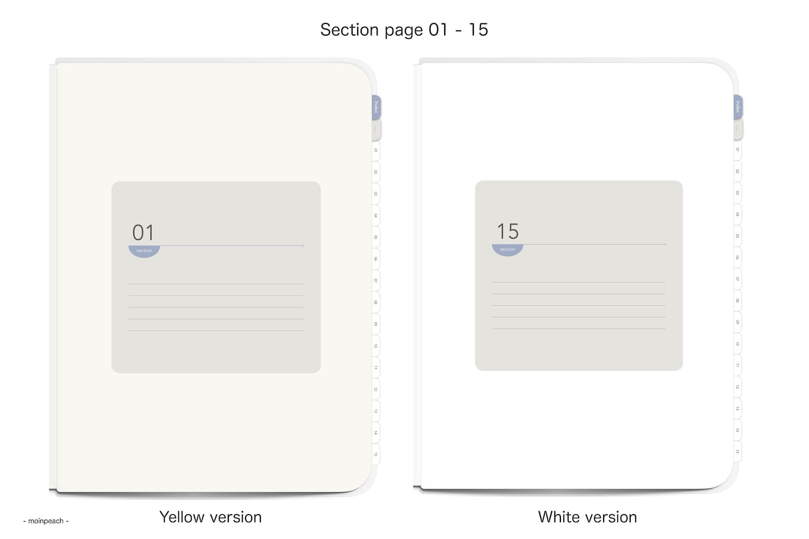 15 Tabs Digital Notebook Template in Blue Beige 2 Vers White - Etsy