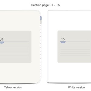 15 Tabs Digital Notebook Template in Blue Beige 2 Vers White and Yellow ...