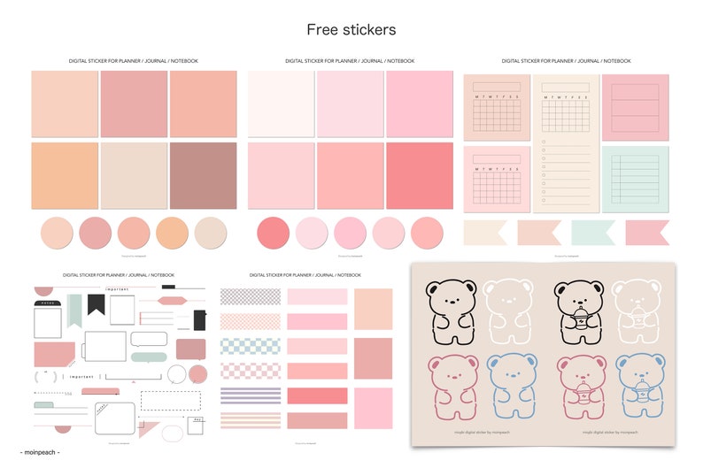 12 Tabs Digital Notebook Template in Peach Beige Page Cute - Etsy