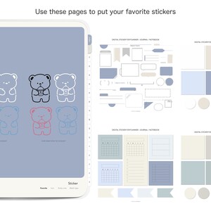 15 Tabs Digital Notebook Template in Blue Beige 2 Vers White and Yellow ...