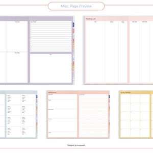 12 Tab Color Digital Notebook Landscape 2 Sided Minimalist for Student ...