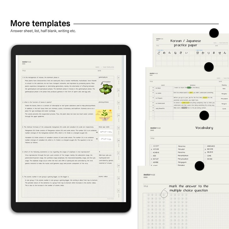 10 Tabs 54 Page Template Digital Notebook Minimalist Trendy Retro Style ...