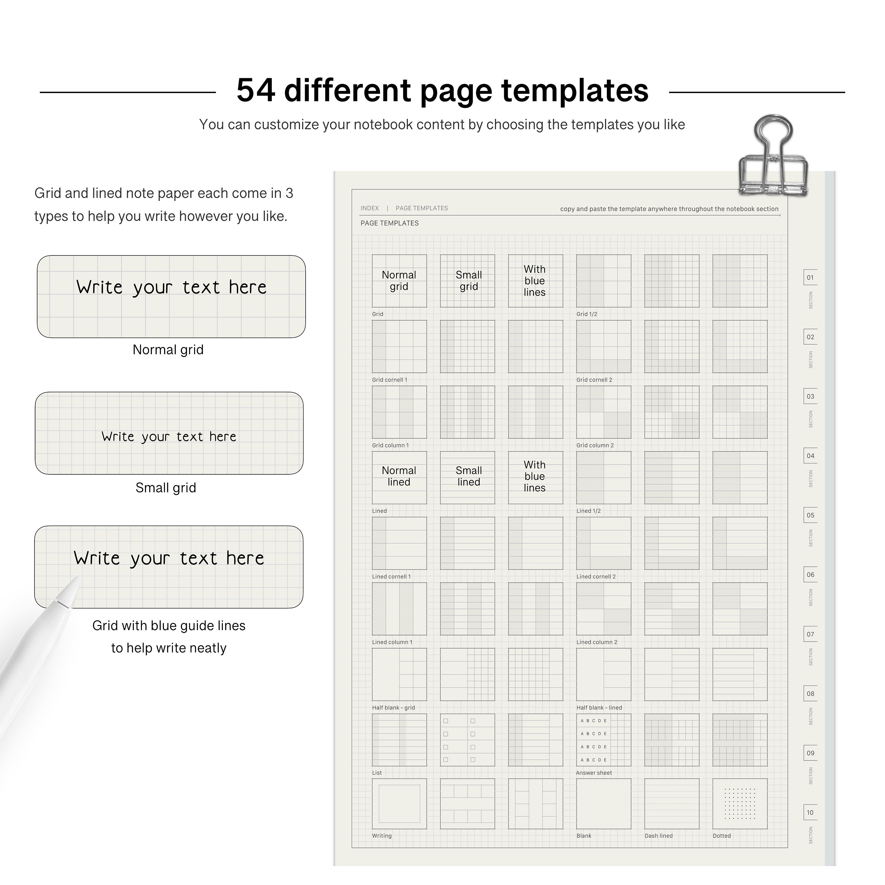 10 Tabs 54 Page Template Digital Notebook Minimalist Trendy Retro Style ...