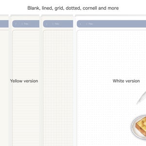 15 Tabs Digital Notebook Template in Blue Beige 2 Vers White and Yellow ...