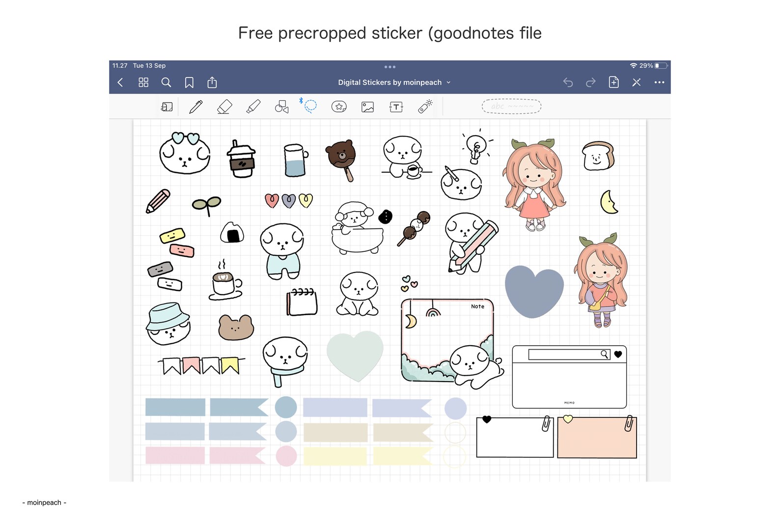 15 Tabs Digital Notebook Template in Blue Beige 2 Vers White - Etsy