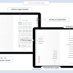 12 Tab Color Digital Notebook Landscape 2 Sided Minimalist for Student ...