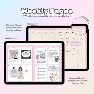 UNDATED Digital Planner Journal Diary Notebook Hyperlinked Cute ...