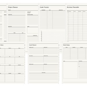 18 Tab 2 Vers Digital Notebook Minimalist Study Book Printable Black ...