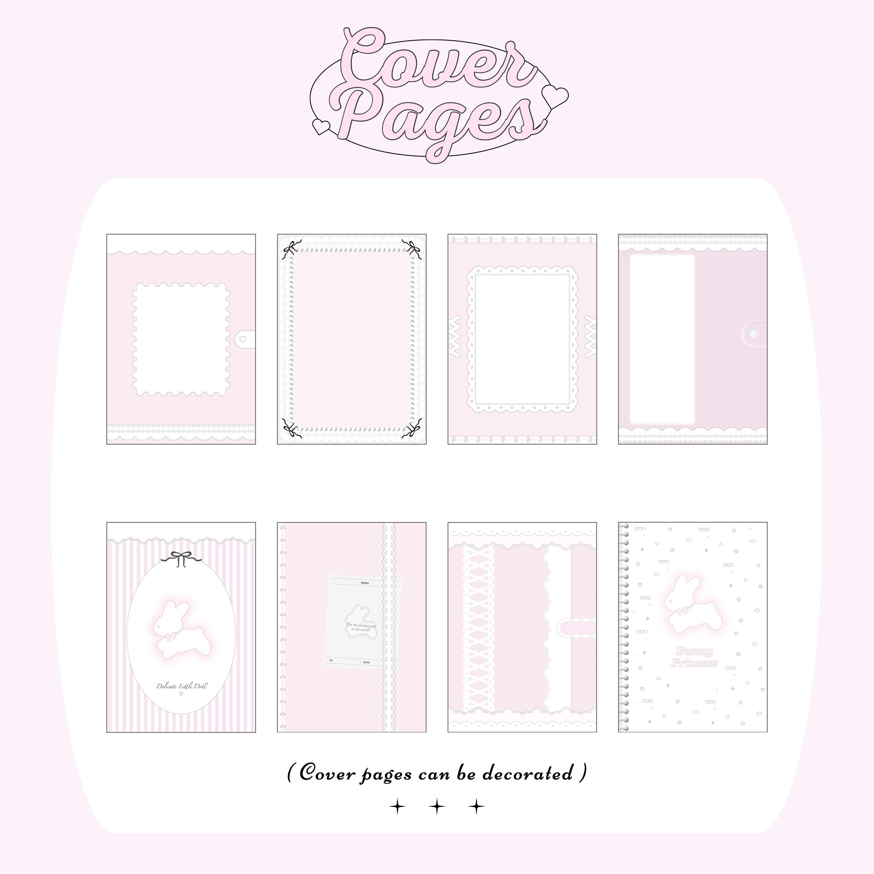 12 Tabs Digital Notebook Pink Coquette Bunny Cute Themes Portrait ...