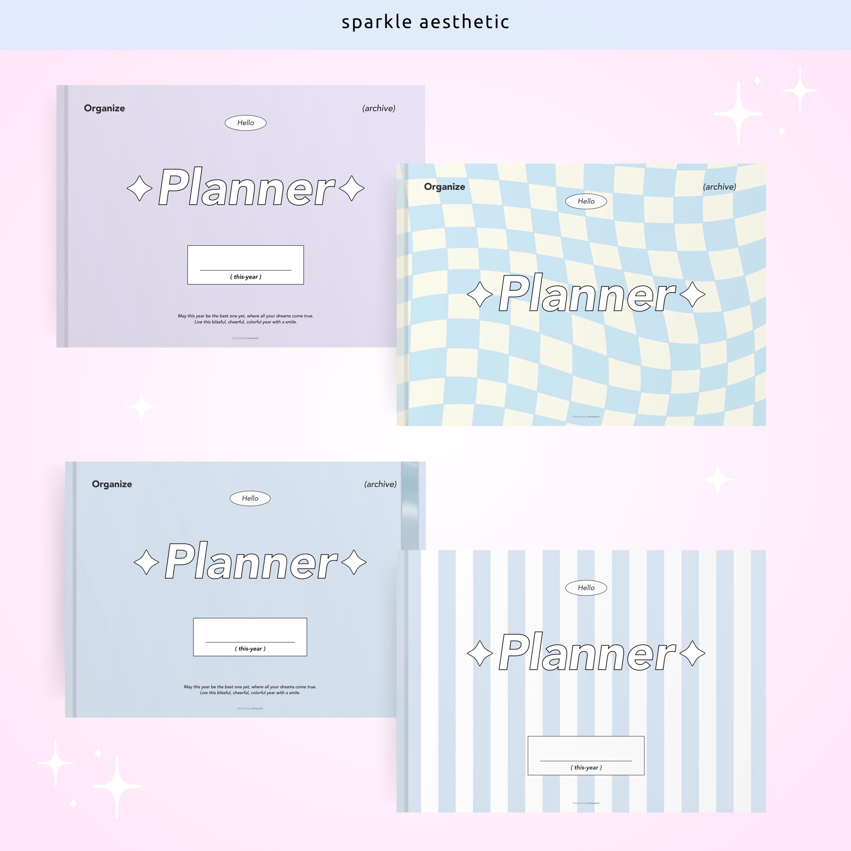 16 Covers for Digital Planner Notebook Pastel Aesthetic Pink Blue ...