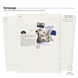 10 Tabs 54 Page Template Digital Notebook Minimalist Trendy Retro Style ...