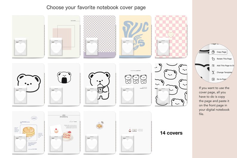 12 Tabs Digital Notebook Template in Peach Beige Page Cute - Etsy