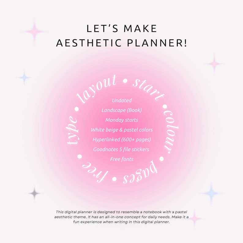 UNDATED Digital Planner All-in-one Light Pastel Aesthetic Theme ...