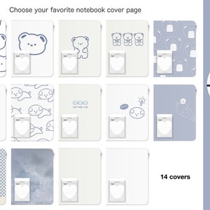 15 Tabs Digital Notebook Template in Blue Beige 2 Vers White and Yellow ...