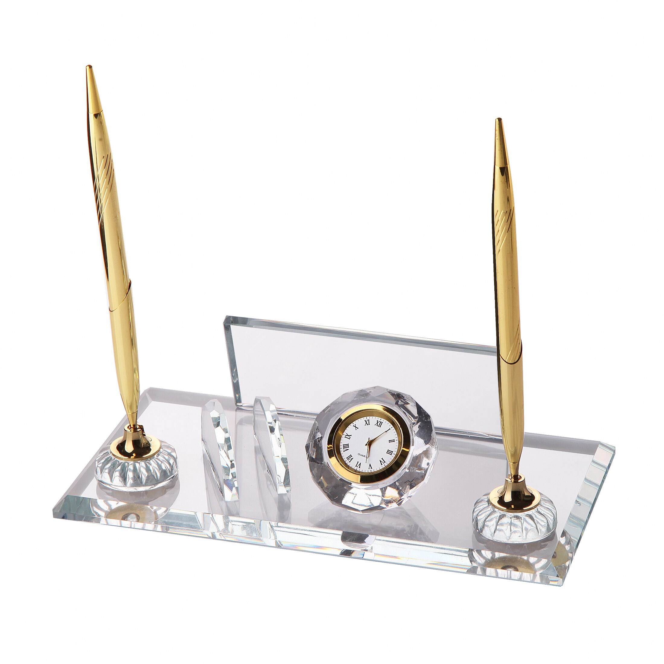 Crystal Glass Desk Name Plate and Pen Desk Stand Set | Etsy