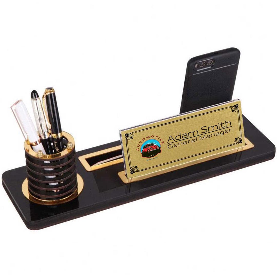 Personalized Luxury Desk Name Plate Black Wooden Desk Nameplate With ...