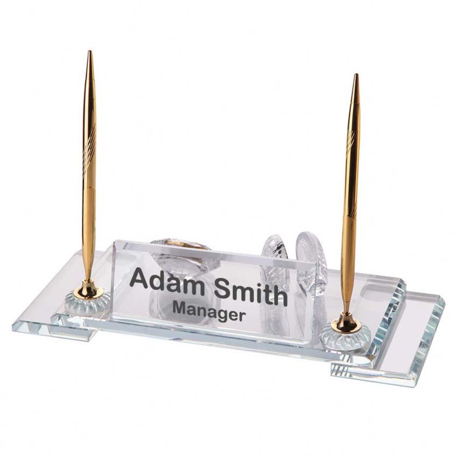 Crystal Desk Name Plate and Pen Desk Stand Set Personalized | Etsy