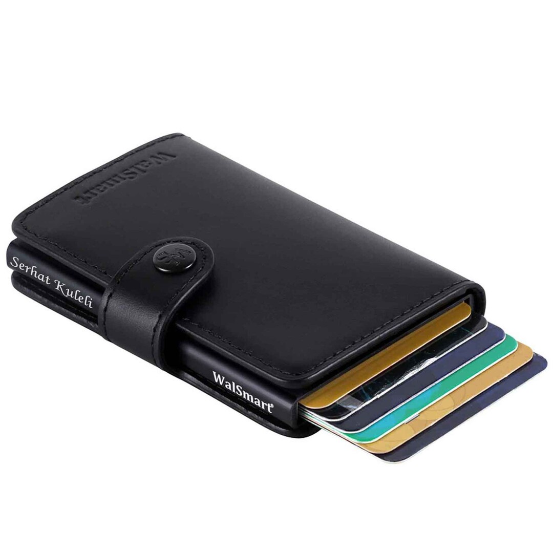 Mini Cotton Leather Smart Mechanism Wallet RFID Block Wallet Men's ...