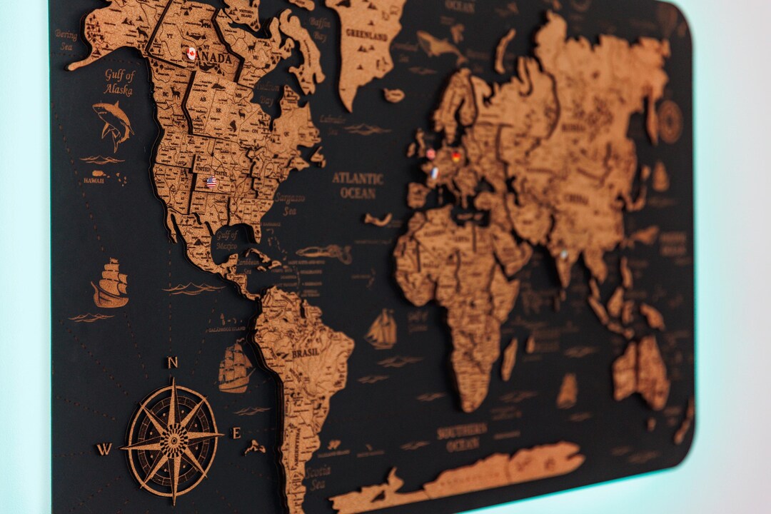 Push Pin Map 3d Wall Art - Etsy