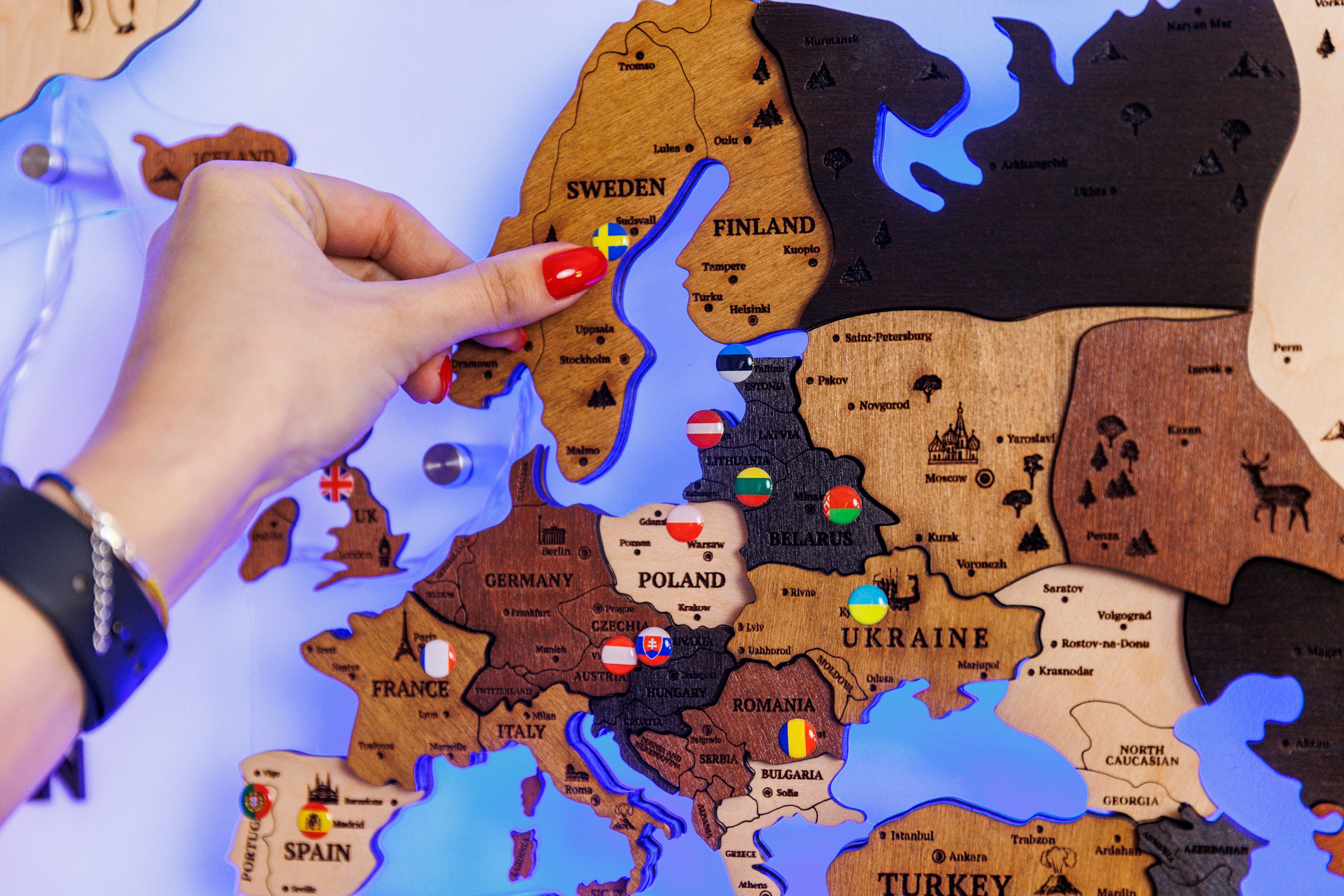 Set of Flags Push Pins for Wall Map - Etsy