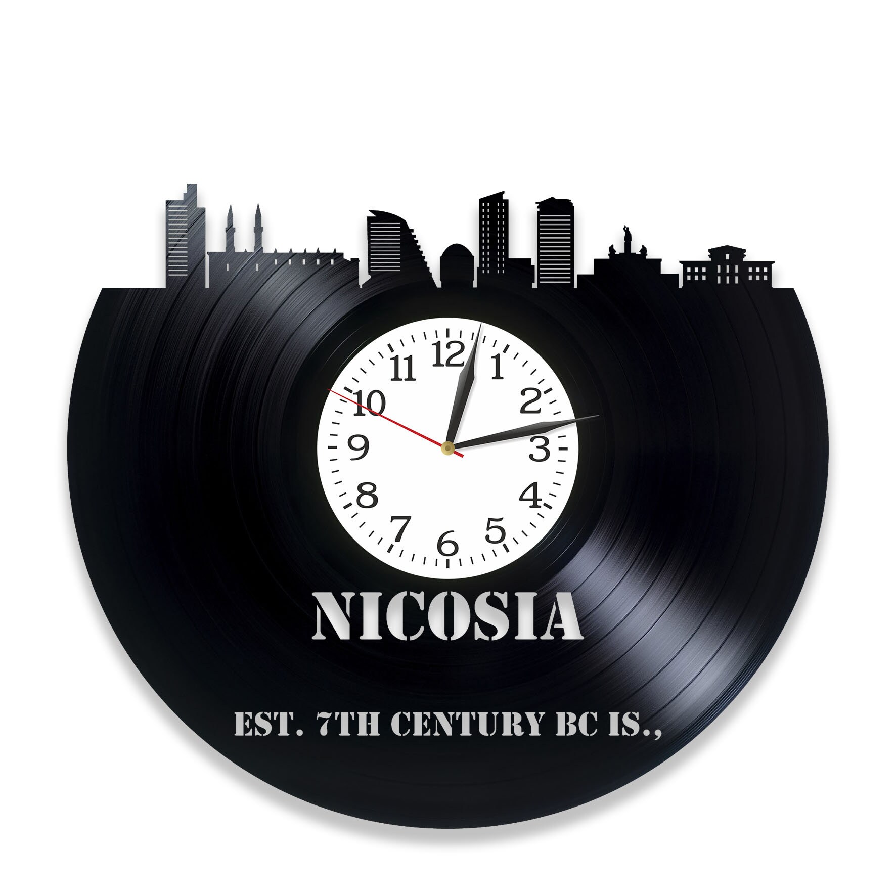 Home & Living Nicosia City Cyprus Vinyl Record 12 Inch Wall Clock City ...