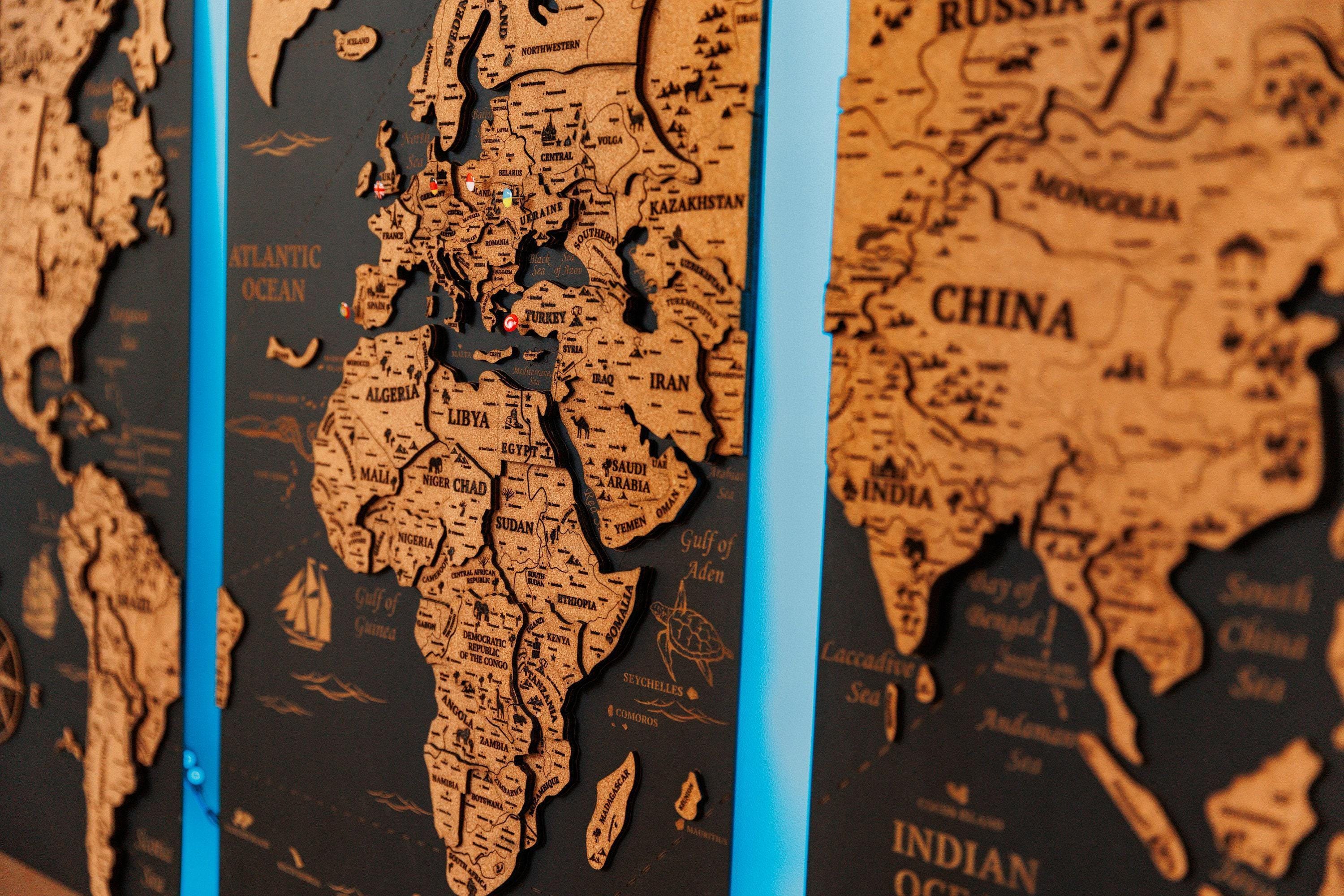 Cork Travel Tracker Map, Personalized Push Pin World Map - Etsy