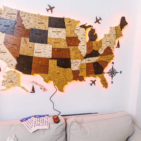 Wooden Travel Map - Etsy