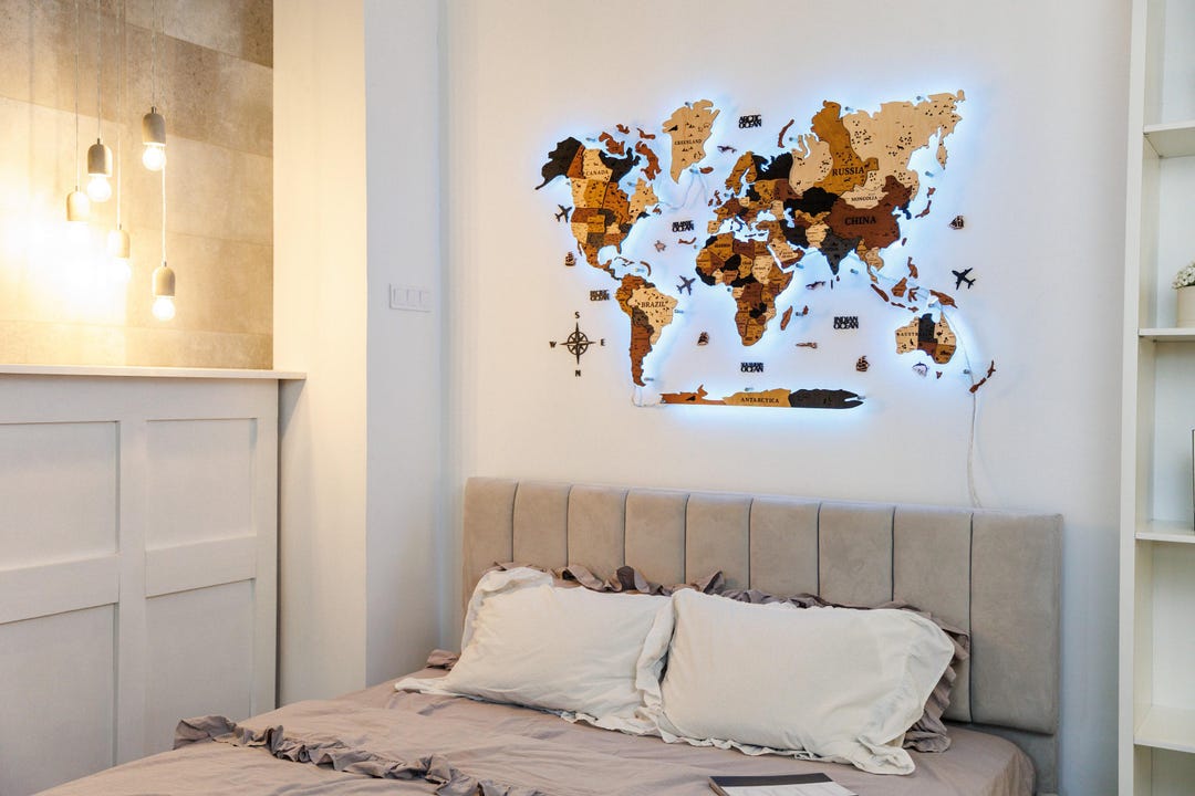 World Map Push Pin, Travel Map - Etsy