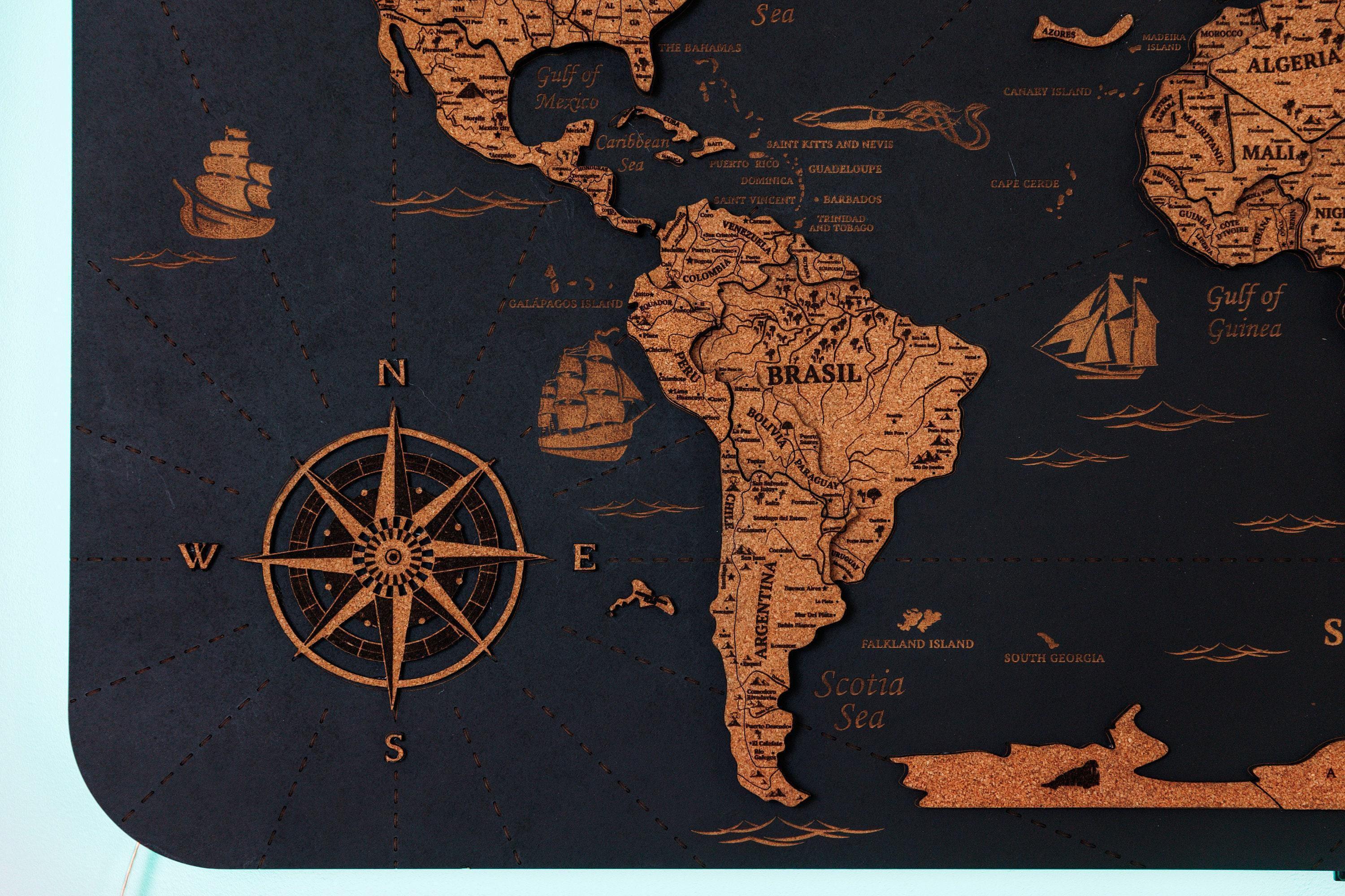Cork Travel Tracker Map, Personalized Push Pin World Map - Etsy